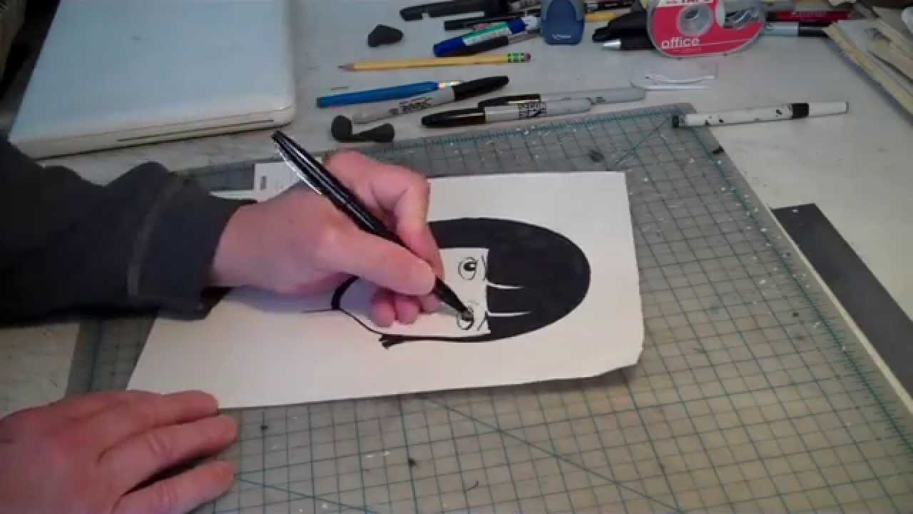 Timelapse of Rick Geary Drawing a Portrait of Louise Brooks