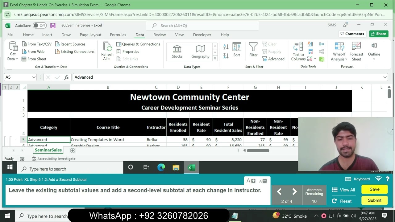 Excel Chapter 5 Hands On Exercise 1 Simulation Exam | excel Chapter 5 Hands On Exercise 1 Simulation