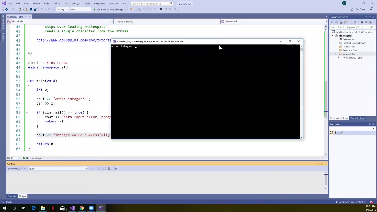 Detecting cin failure