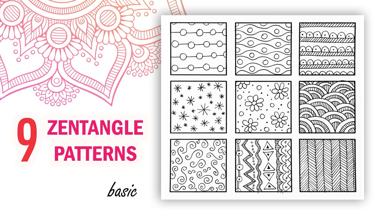 9 easy zentangle patterns for beginners / Quick zentangle