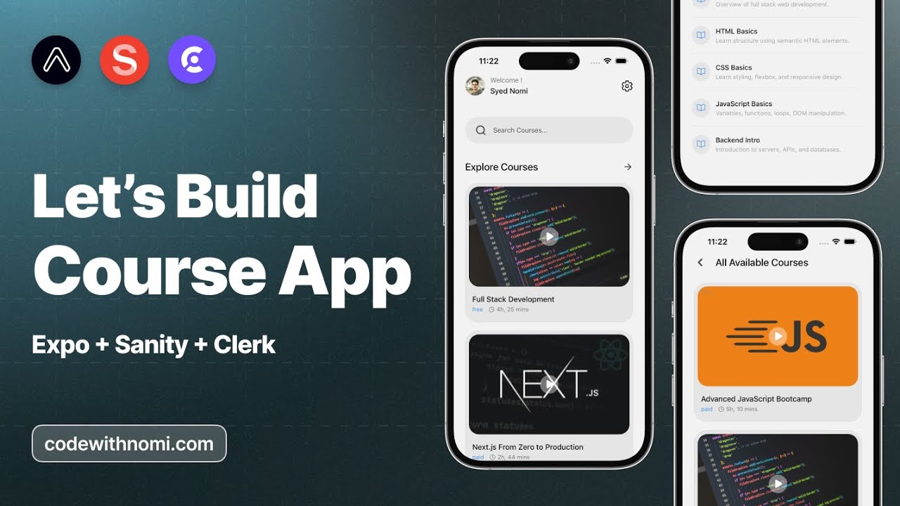 🔴 Build a Course Learning App with Expo Router & Clerk | Clerk Billing | Gluestack UI | Sanity