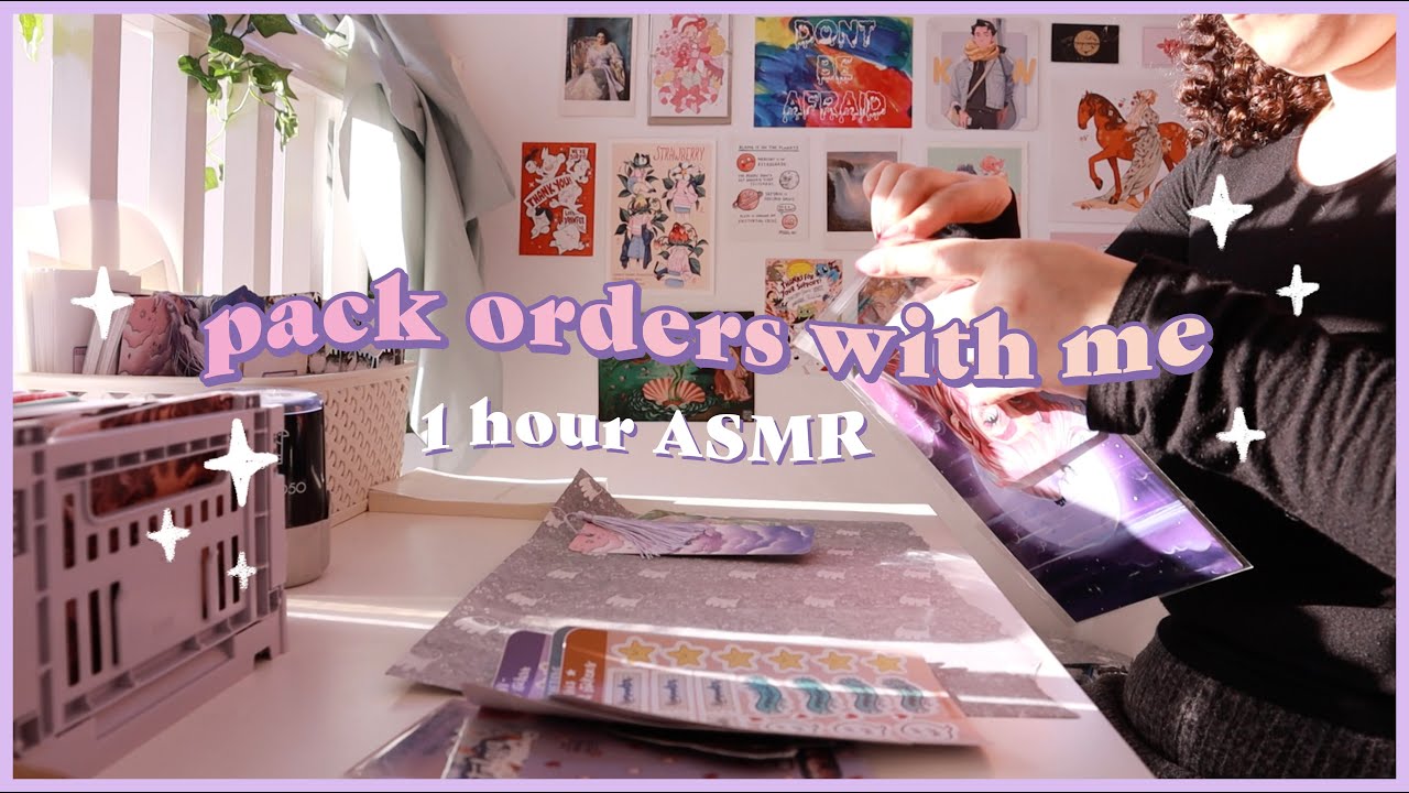 1h packing orders ASMR 🌱 relaxing jazzy music and working sounds // calm and soothing