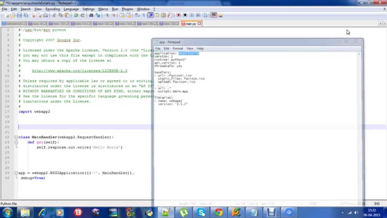Python Hello World example using Google App Engine