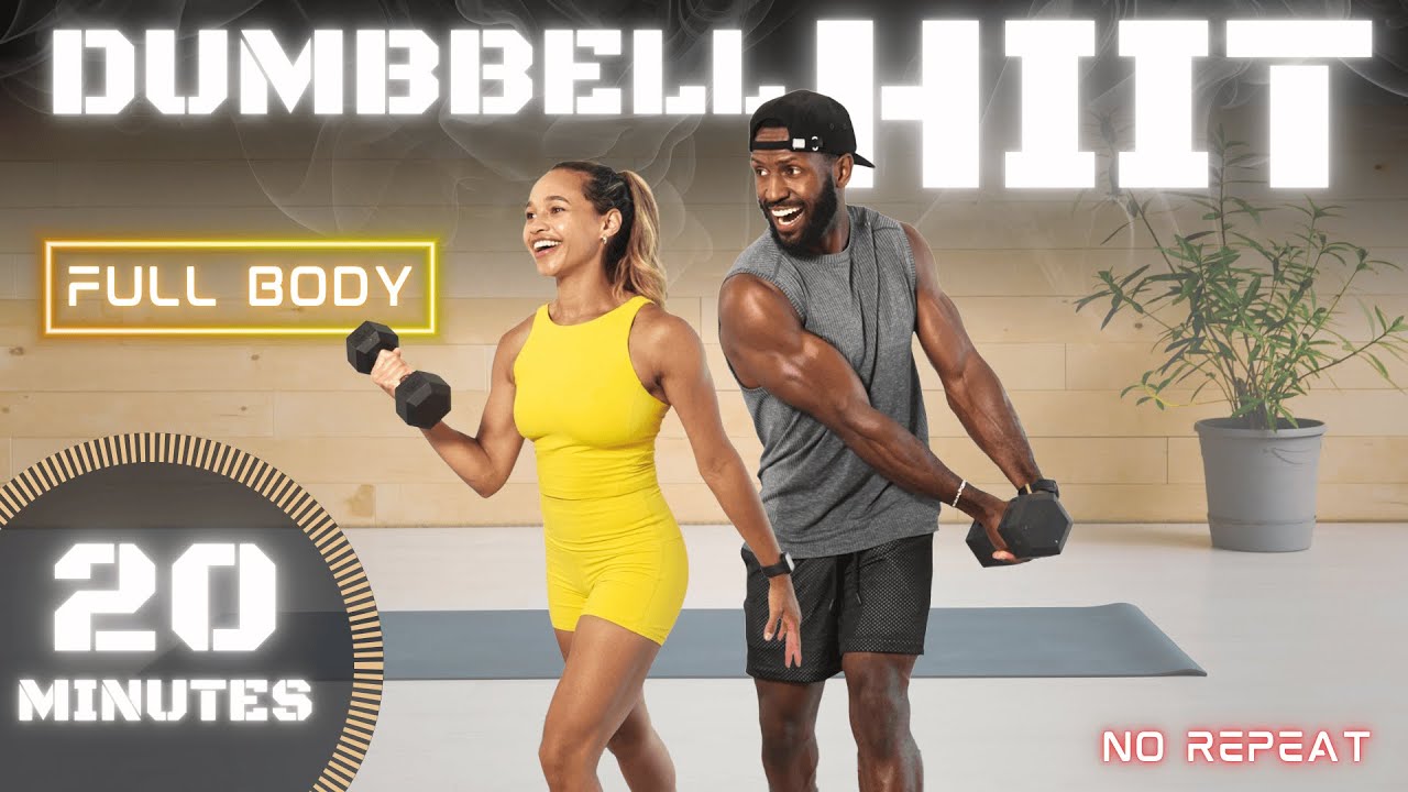 20 Minute Full Body Dumbbell HIIT/ Strength Training Workout  [No Repeat]