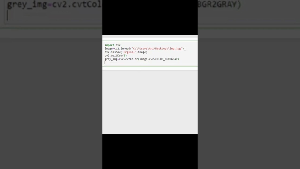 Grayscaling of image using OpenCv | python