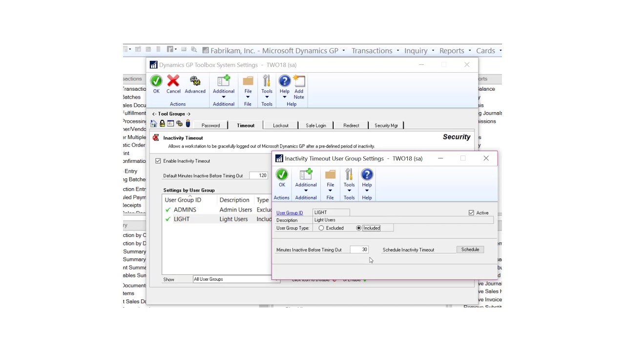 Dynamics GP Toolbox - Inactivity Timeout Video