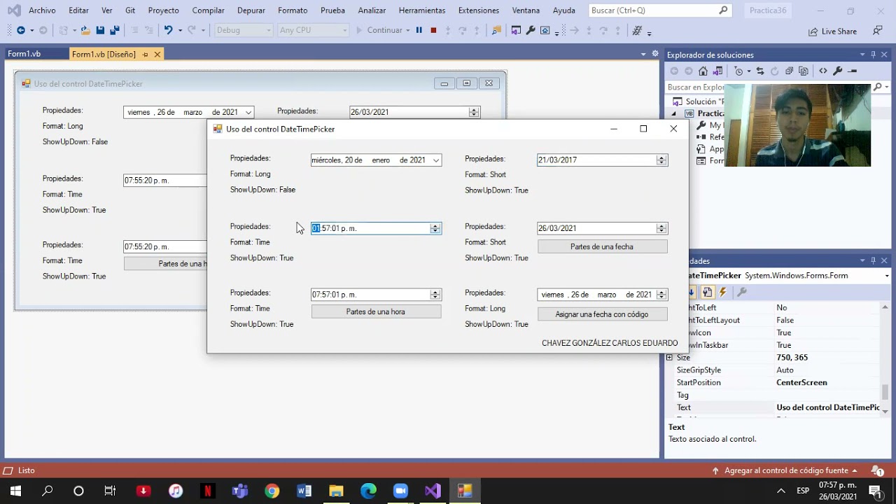 Practica 36 - Uso del control DateTimePicker