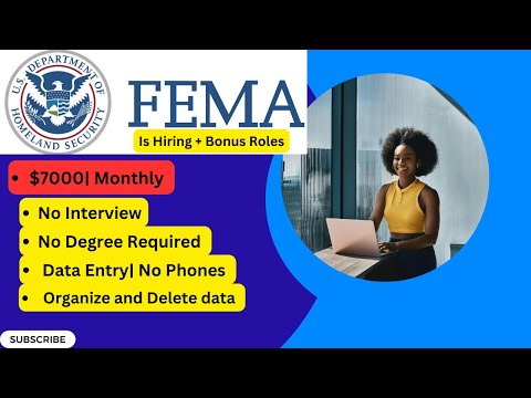 🚨FEMA is Hiring| $85,000 pr yr|No Degree| No Experience| High paying FEMA and Work from Home Jobs