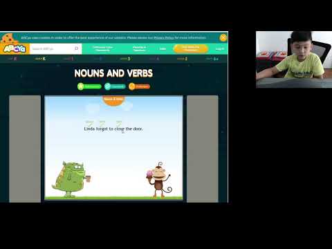 Aadit plays 'Ice cream talk - Nouns and Verbs' on ABCya