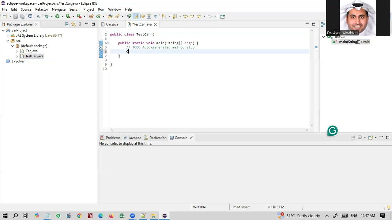 Adding a class in an Eclipse project