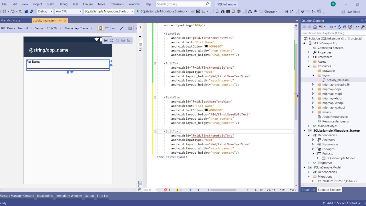 Xamarin Android, SQLite and Entity Framework Core Part 3 - UI