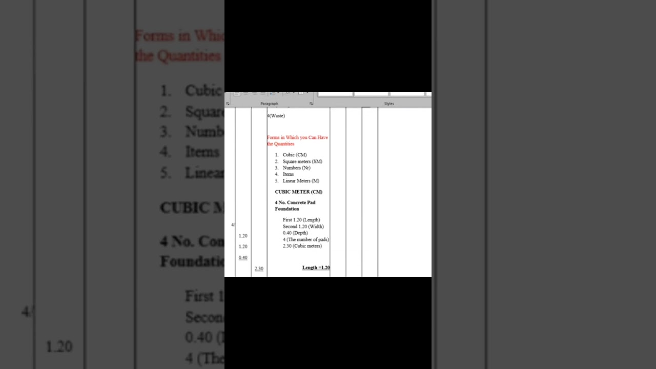 Quantity Surveyor's Measurements/Taking Off Dimension Paper #shortsfeed #construction