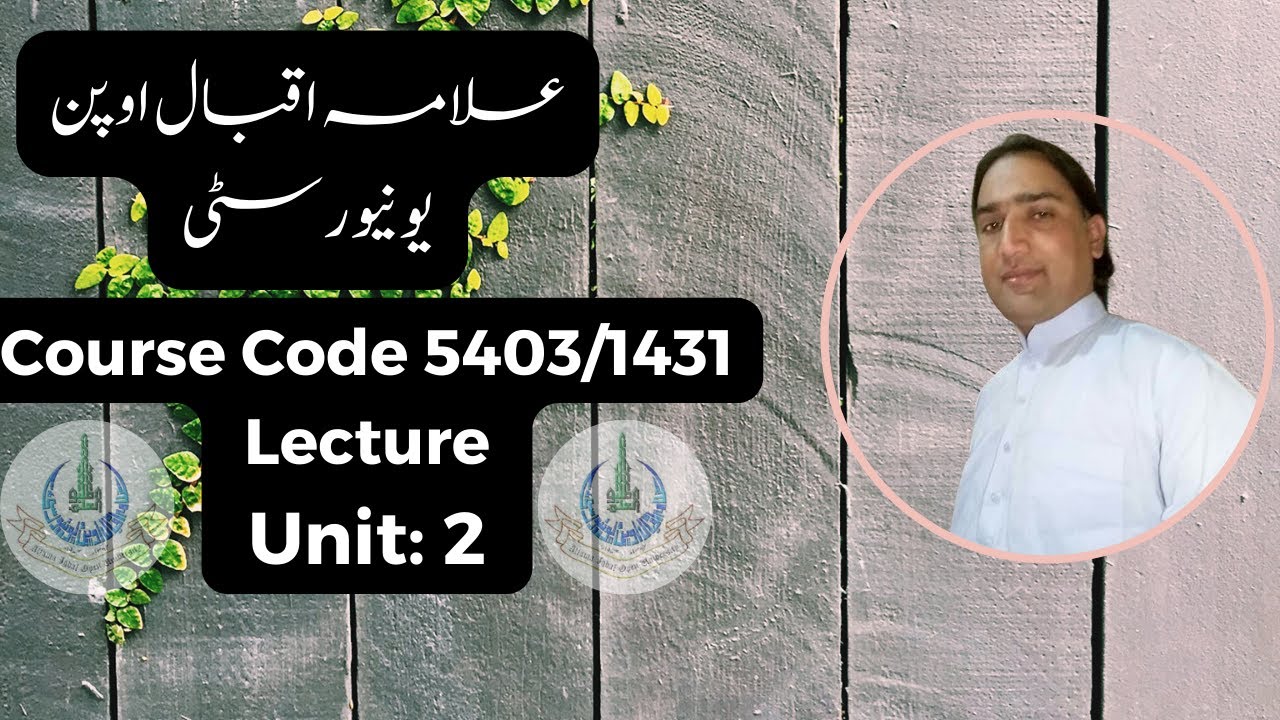 AIOU Course Code 5403/1431 Lecture: Unit 2