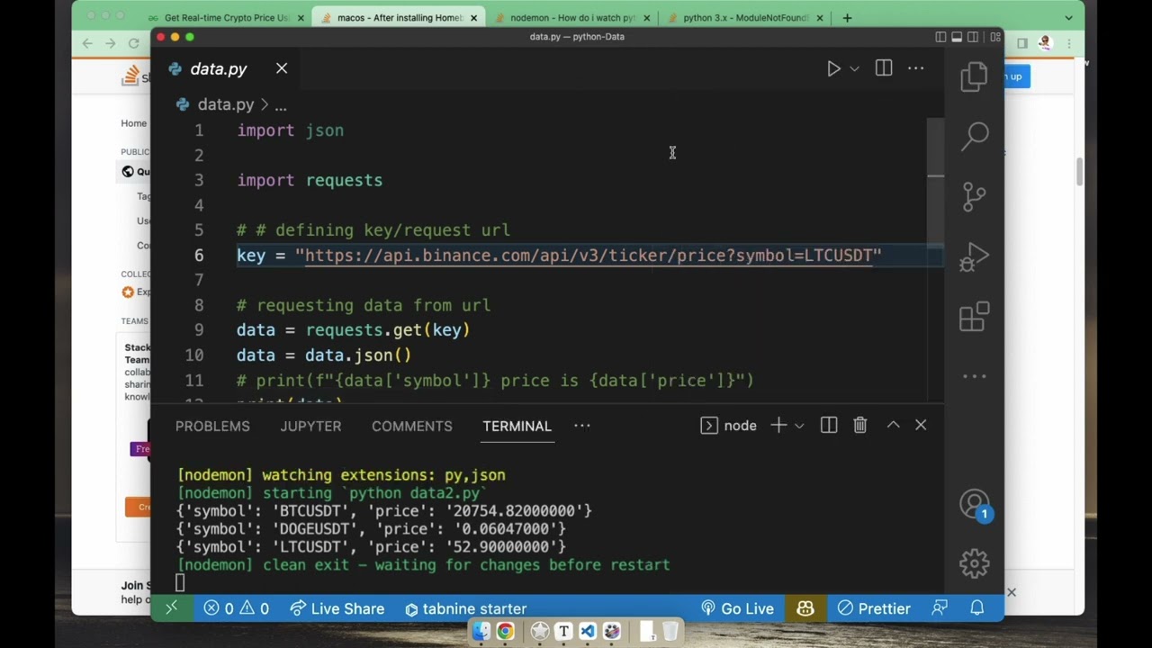 Use Python to fetch BTC USDT and Other coin pair prices from Binance API #Web3 #python3