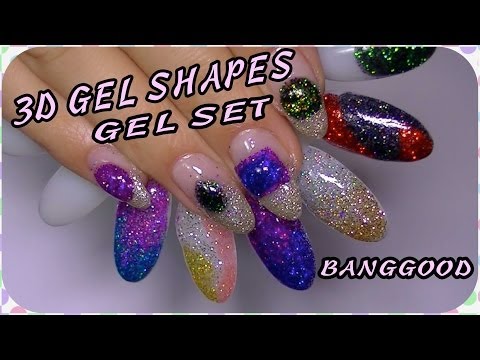 Builder Glitter UV Gel Sets,First Impression & 3D gel shapes banggood com review