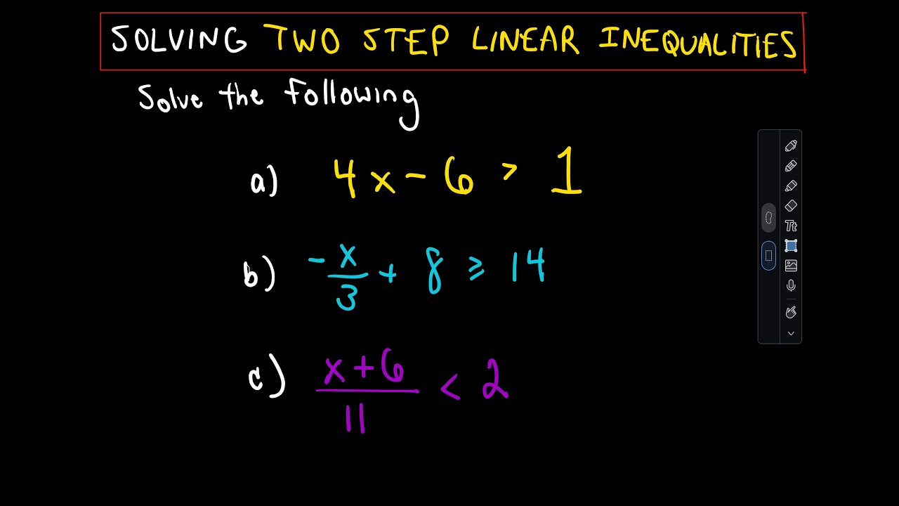 Solving Two - Step Linear Inequalities, 3 Examples