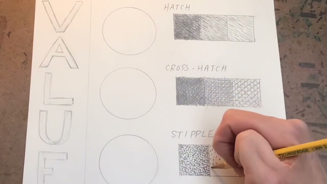 Value, hatching, cross hatching & stippling with spheres