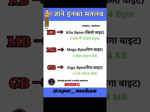 जाने इनका मतलब 1 mb में कितने kb,1 GB में कितने MB होते हैं? #shorts #short #viral #GK #fullform