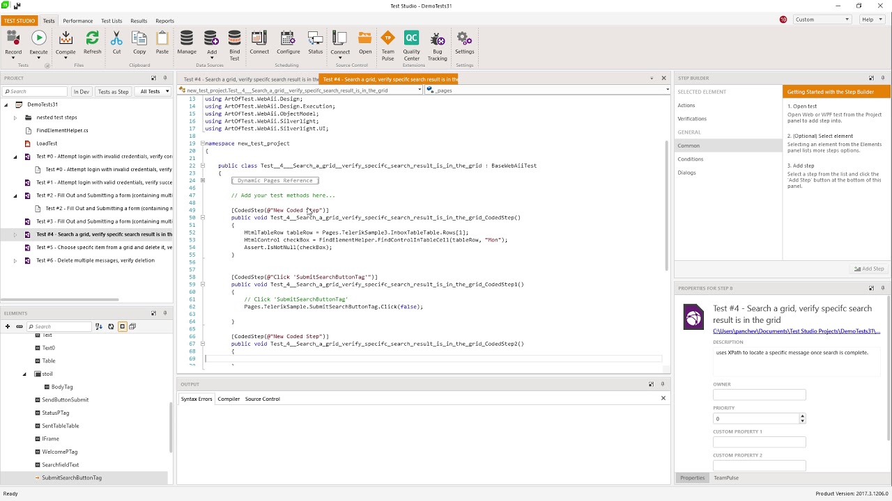 Share Code Between Steps in Test Studio
