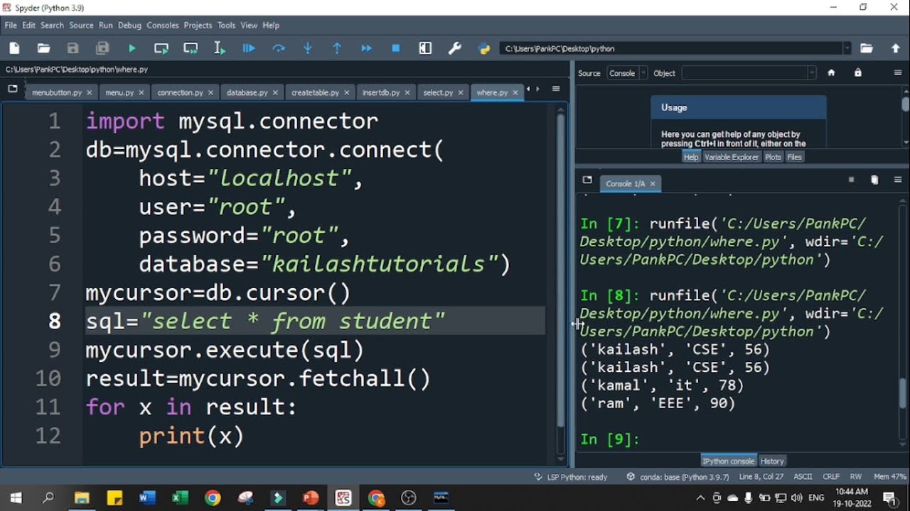 python MySQL where clause| Python MySQL Connectivity | MySQL 06