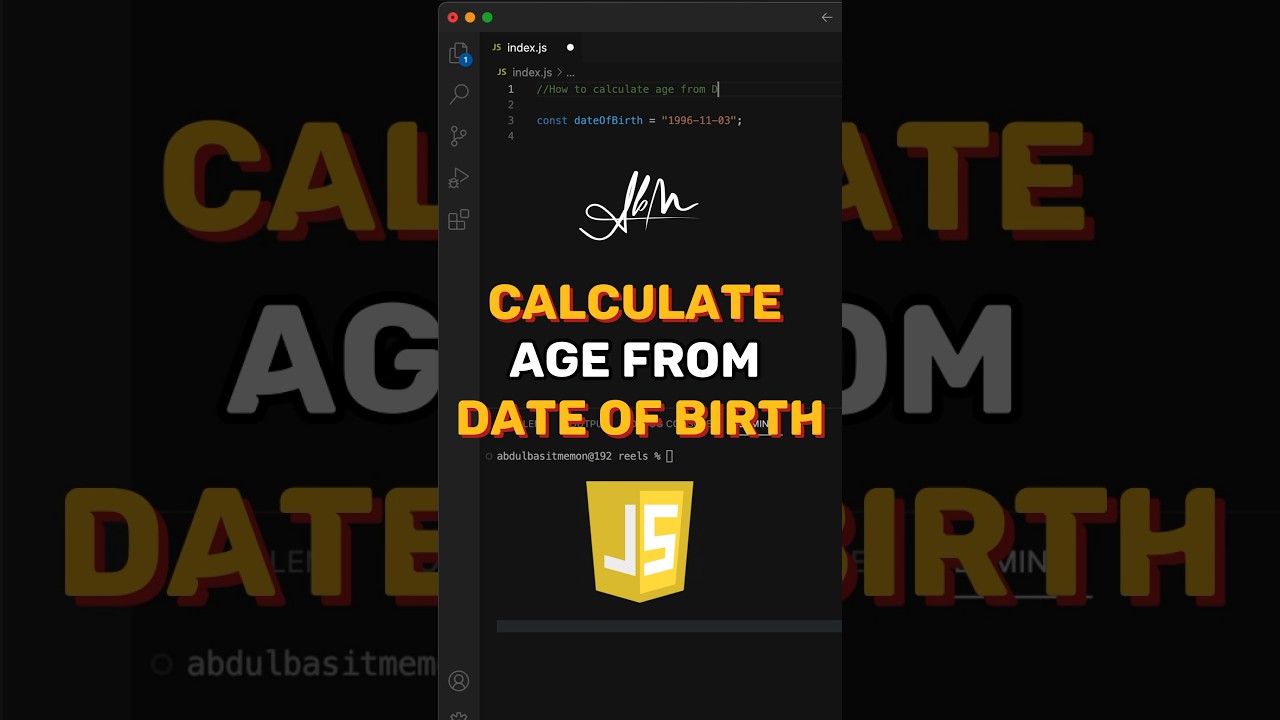 Calculate Age from Date Of Birth in javascript | JavaScript Tutorial #javascript #reactjs