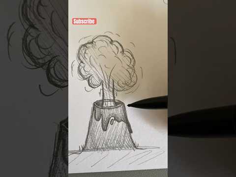 Easiest way to draw a volcano||ways to fill your sketchbook|| easy drawing #subscribe #drawing #art