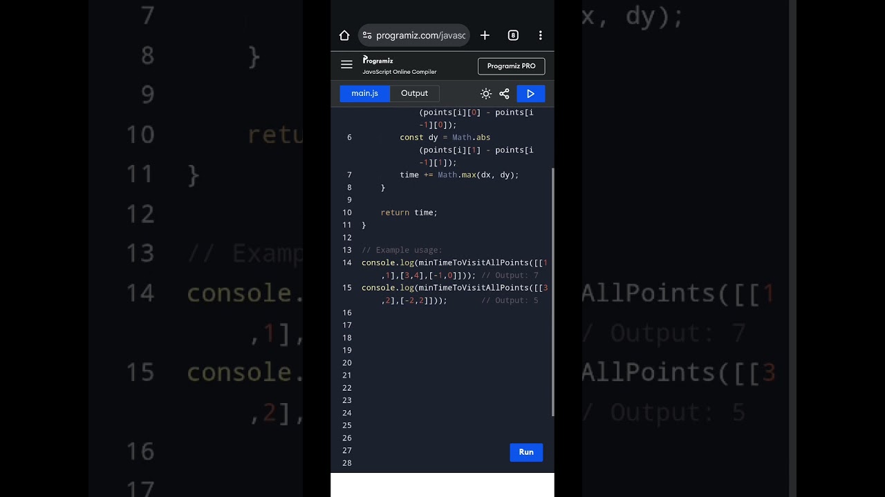 Minimum Time to Visit All Points | JavaScript Coding Challenge & Algorithm Solution