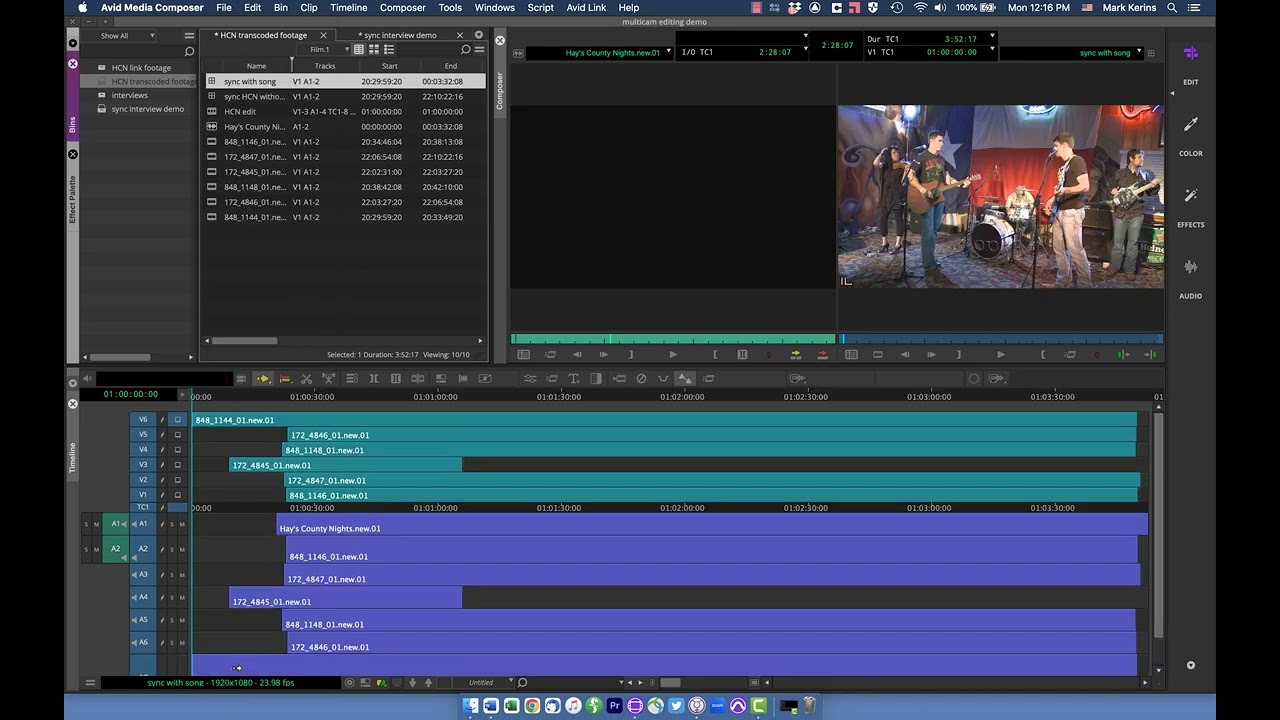 Avid tutorial: multicam synching and editing