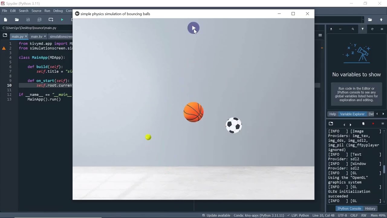 Bouncing Ball Physics Simulation | Kivy & Python