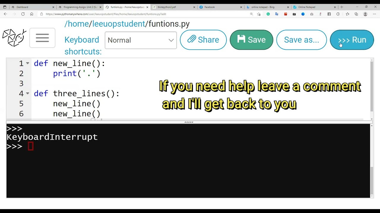 CS1101 - UNIT2 - Programming Assignment - Python functions
