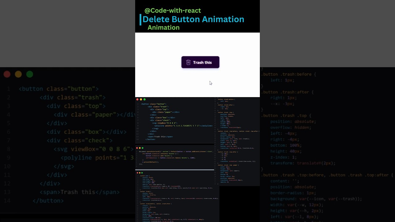 Delete Button Animation #code-with-react #shorts