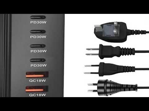 268W GaN Desktop Charger 8-Port USB PD Charger Quick Charge 3.0 USB Type C Fast Charger Mobile USB C