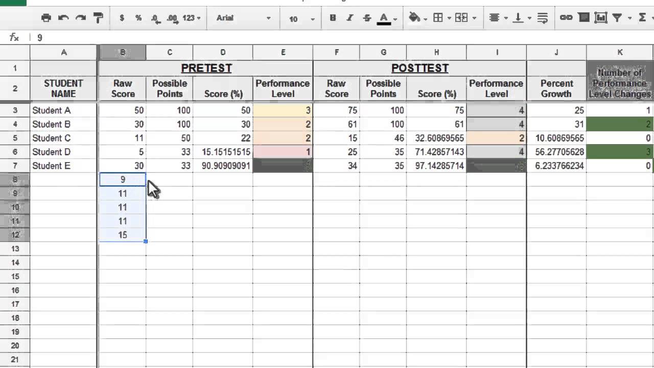 Student Growth Data Worksheet Tutorial