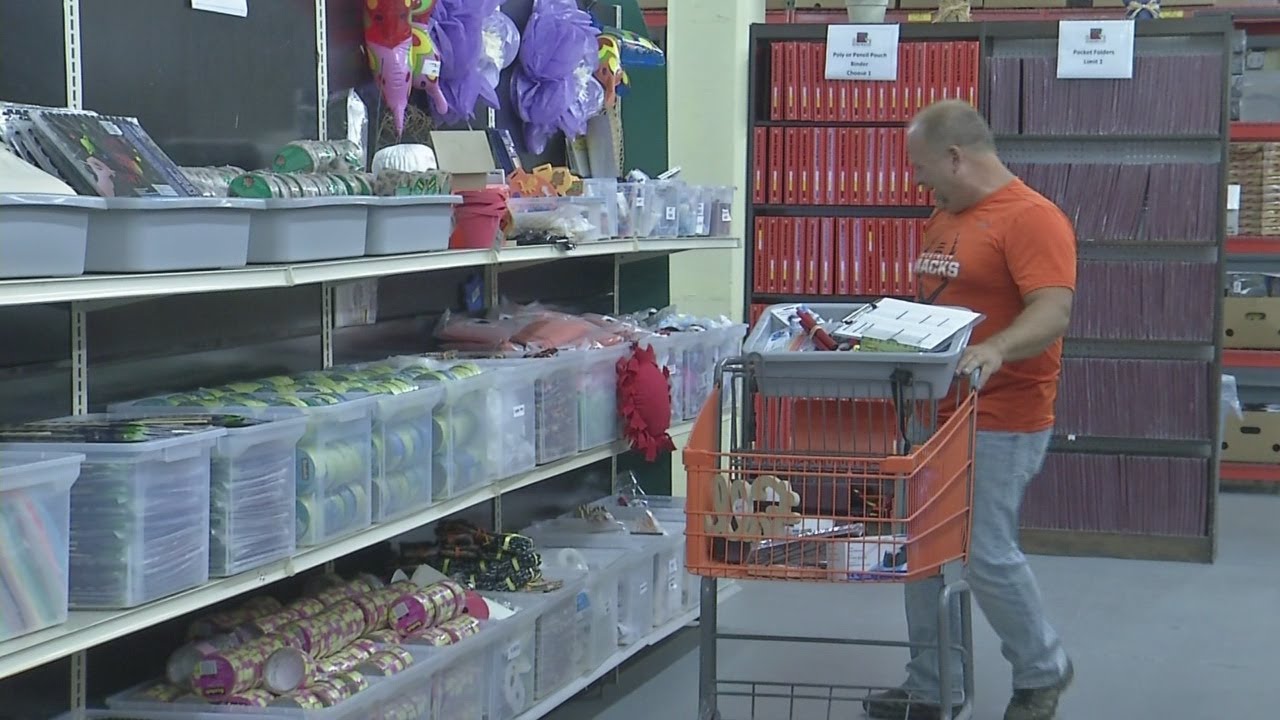 Teachers shop for free school supplies at the 