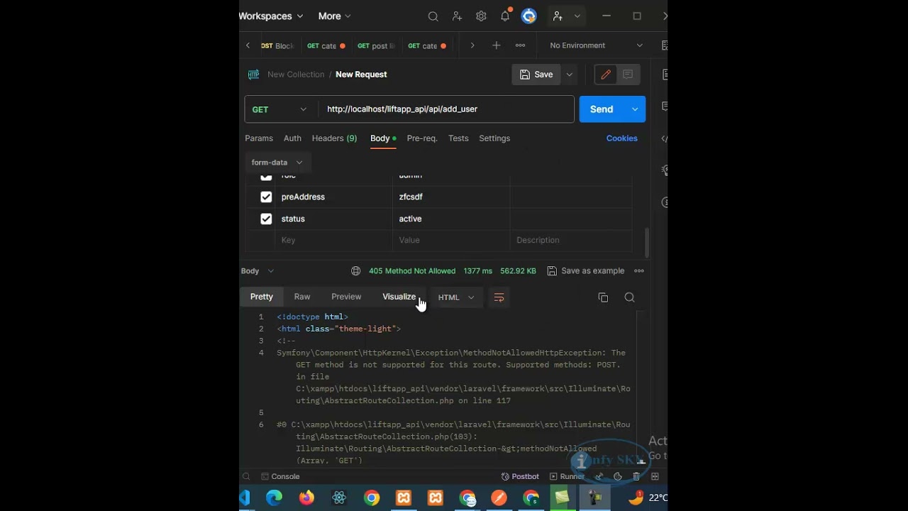 How to Fix the HTTP 405 Method Not Allowed ?? #laravel #reactjs #coding # #javascript# #postman