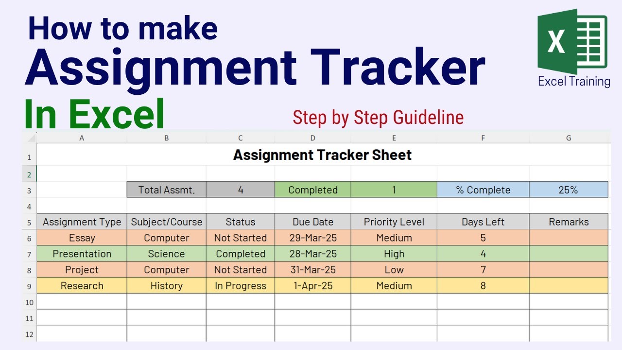 How to Make an Assignment Tracker in Excel
