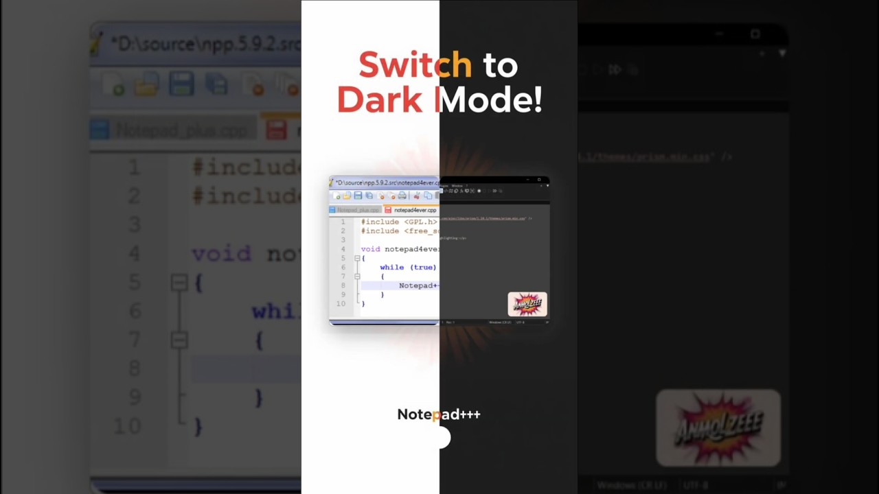 Notepad++: Enable Dark Theme in a Few Clicks #shorts  #ai #information