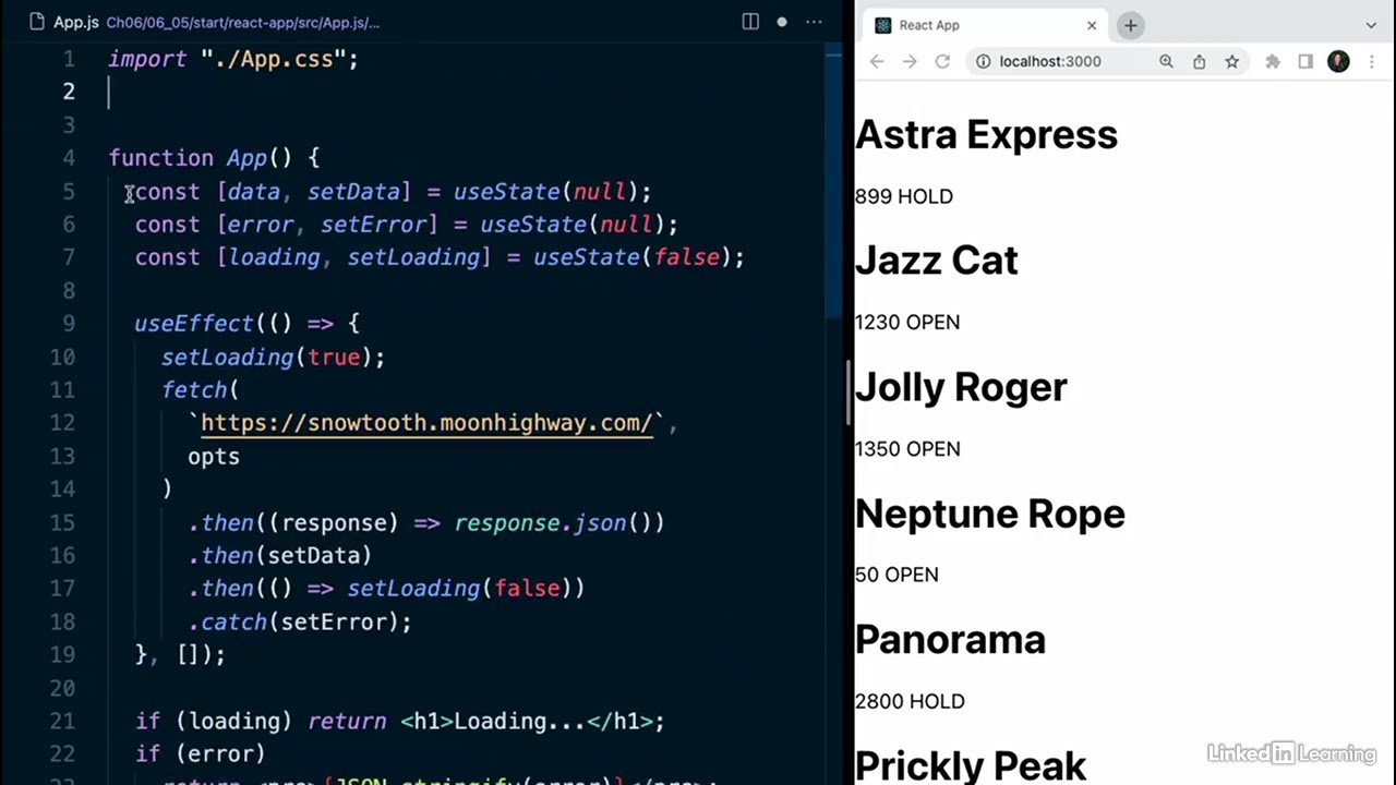 05 Asynchronous React | Fetching data with Hooks | Displaying data from an API