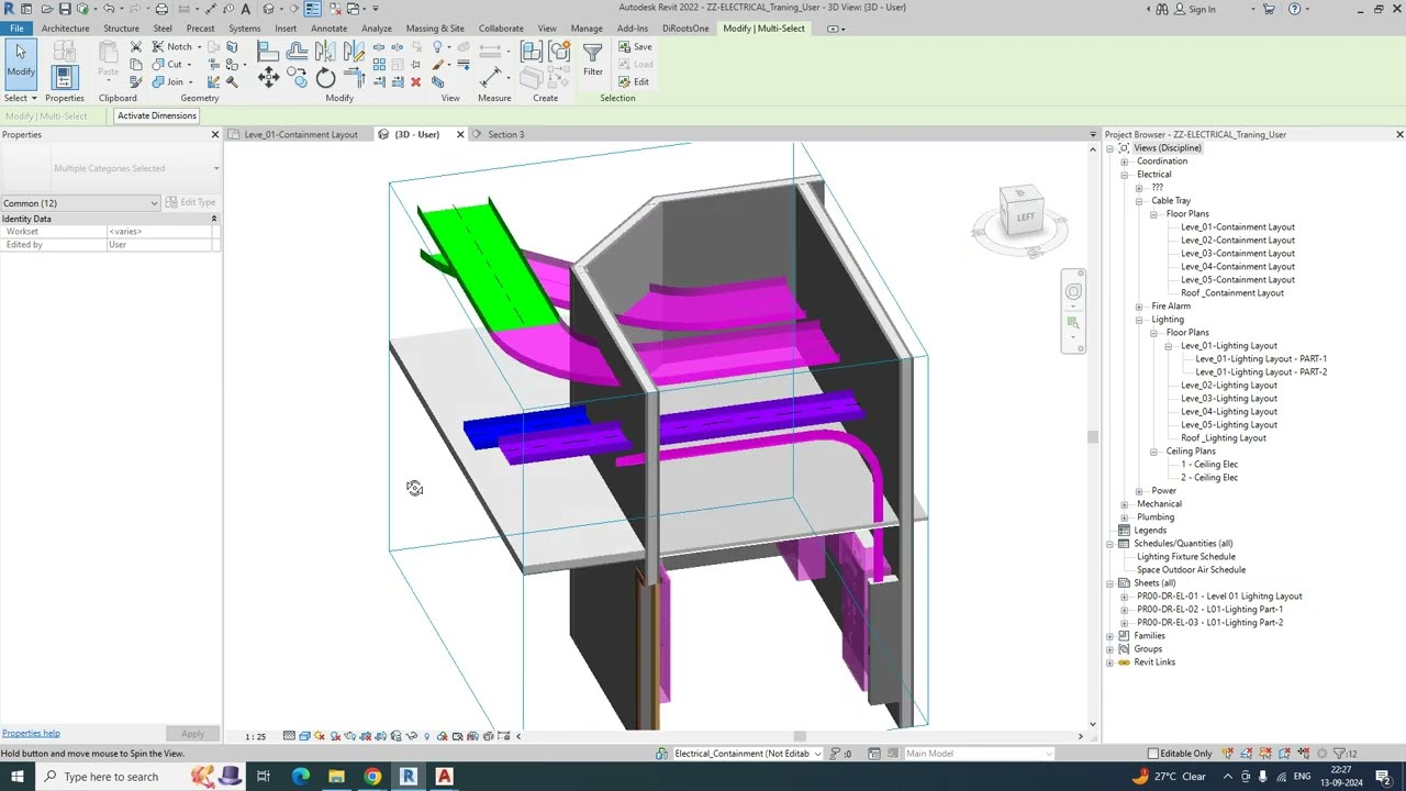 Revit Electrical Cable Tray Draw Practice