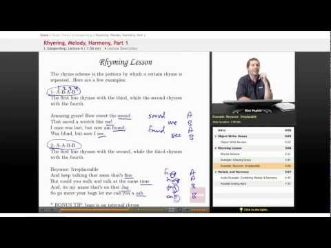 Songwriting - Rhyming, Melody, Harmony, Part 1