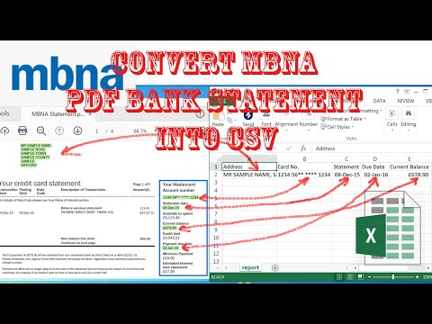 Convert MBNA PDF Bank Statement into CSV Data File