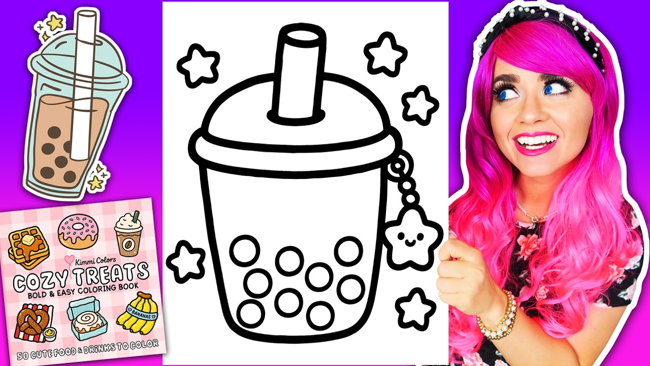 Coloring My Cozy Treats Coloring Book 🧋 Boba Tea Coloring Page 💕 Ohuhu Art Markers