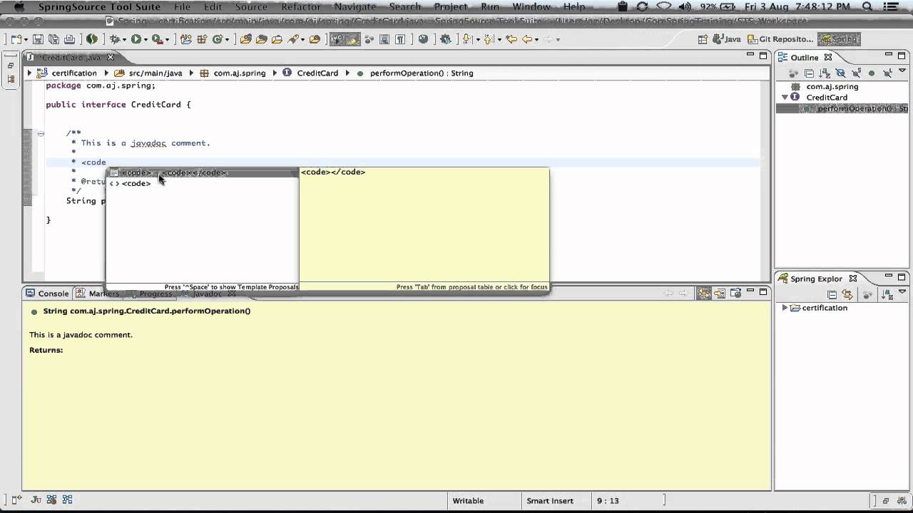 Code completion in Javadocs (Eclipse)
