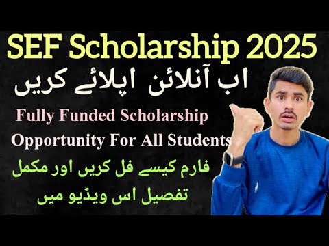 SEF SCHOLARSHIP 2025|SINDH EDUCATION FOUNDATION SCHOLARSHIP ONLINE APPLY