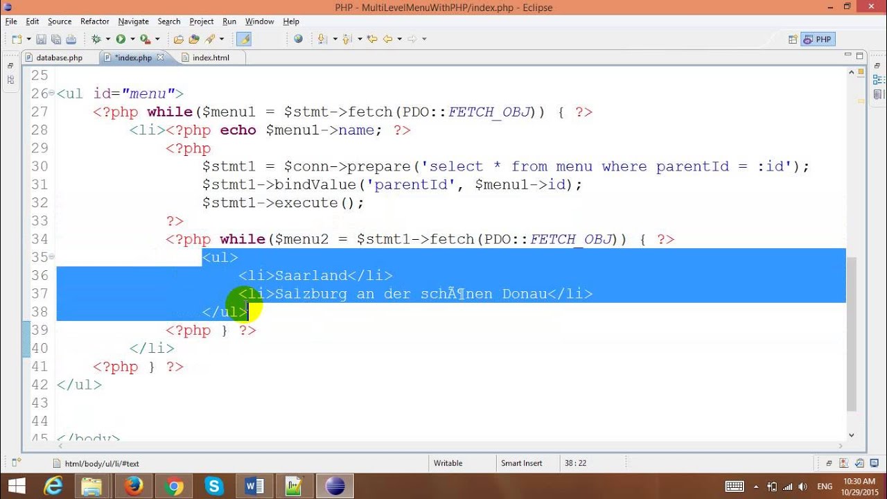Building Multi Level Menu Dynamically with PDO in PHP and MySQL