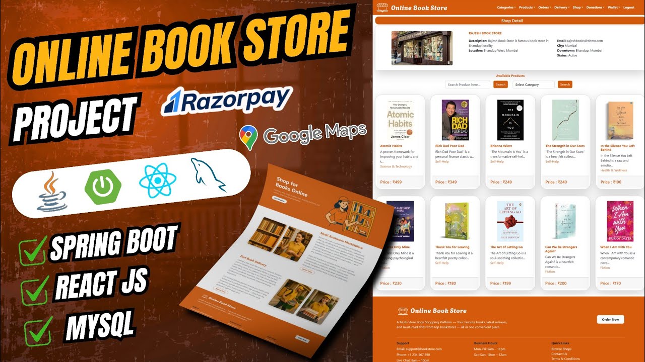 Online Book Store Project | Spring Boot React JS Project | Java Full Stack Final Year Project