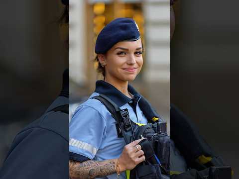 Meet a beautiful Czech female police officer and make her smile.❤️#streetphotography #militarygirl