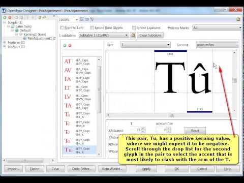 FontCreator 9 0 Using Kerning Classes