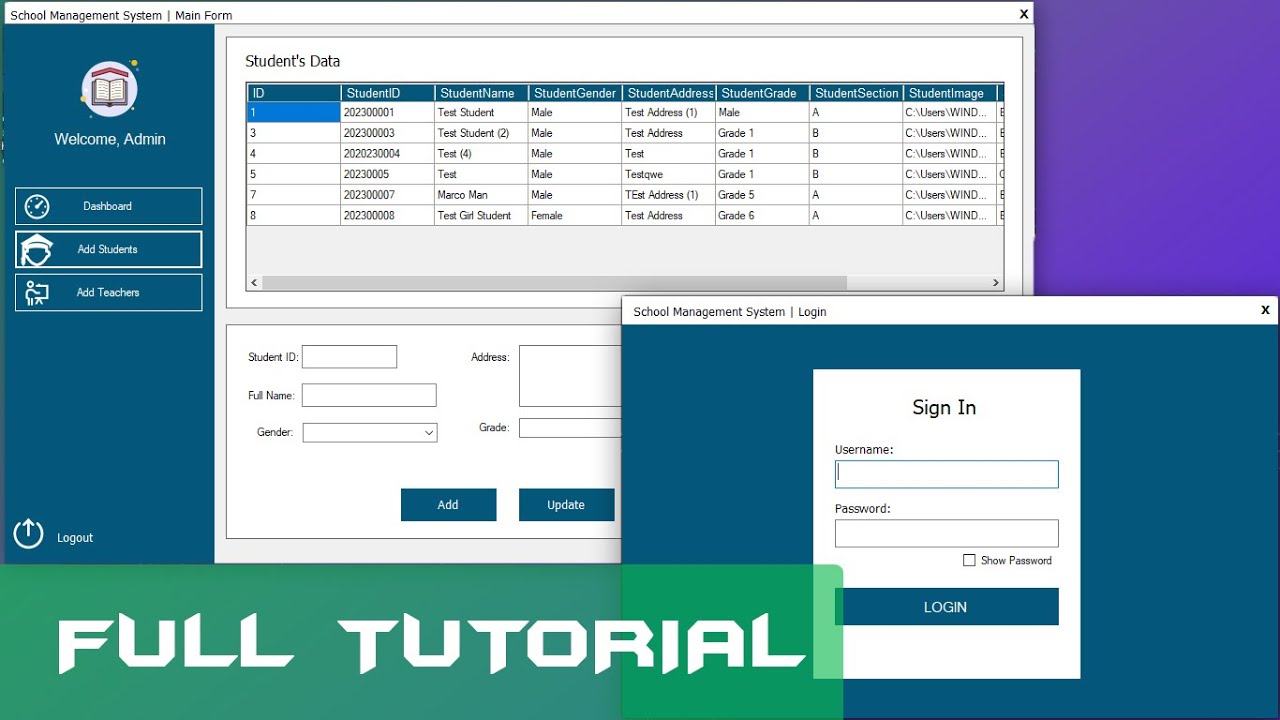 C# Full Tutorial - School Management System with Source Code
