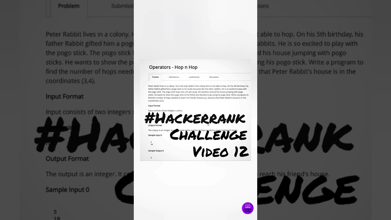 Hop N Hop |Hackerrank Challenge|Video 12| @PurpleCode404 @HackerrankOfficial #shorts #python
